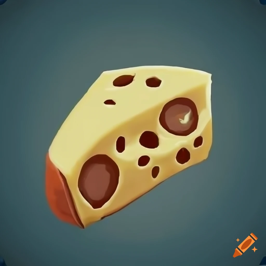Glowing green cheese in a cartoon art style on Craiyon