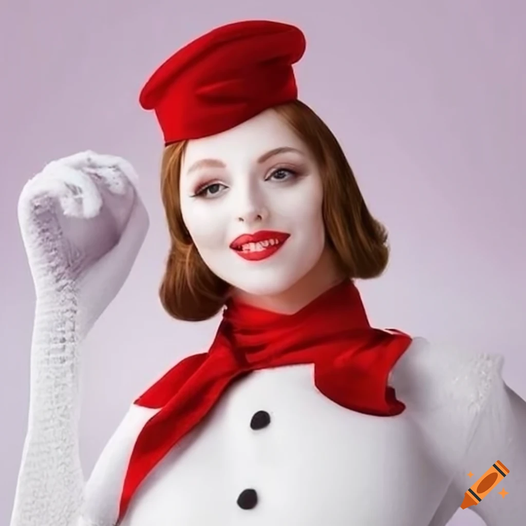 Stewardess in snowman costume on Craiyon