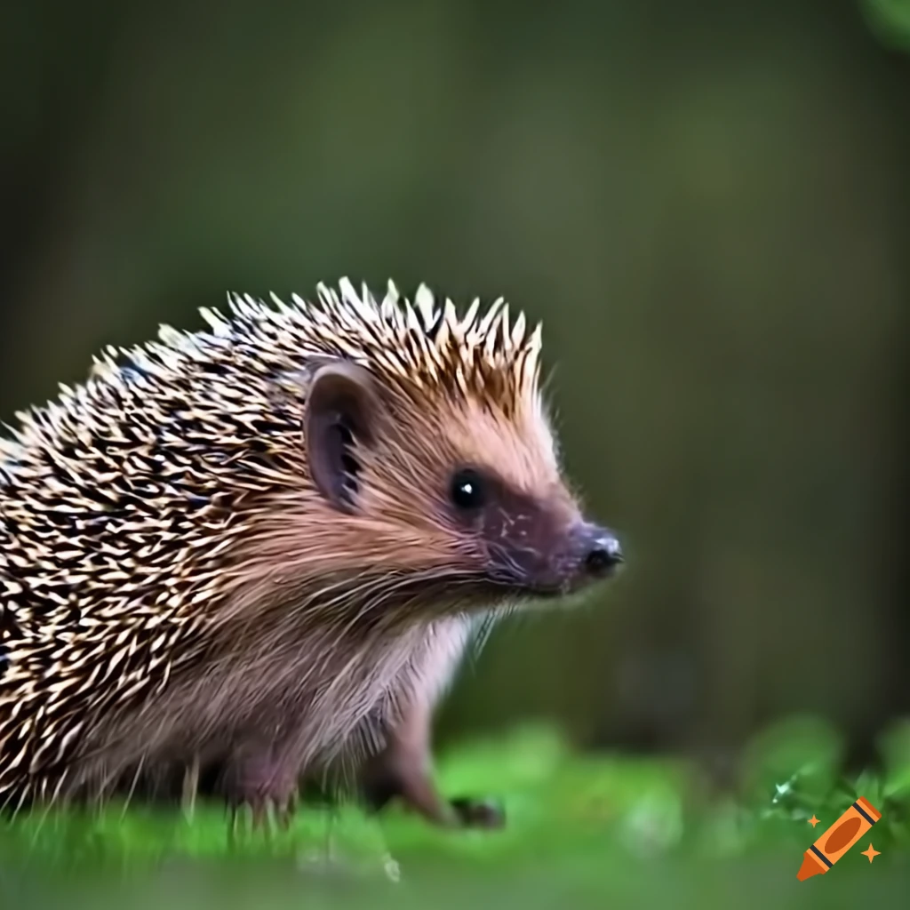 Side view of a scary hedgehog