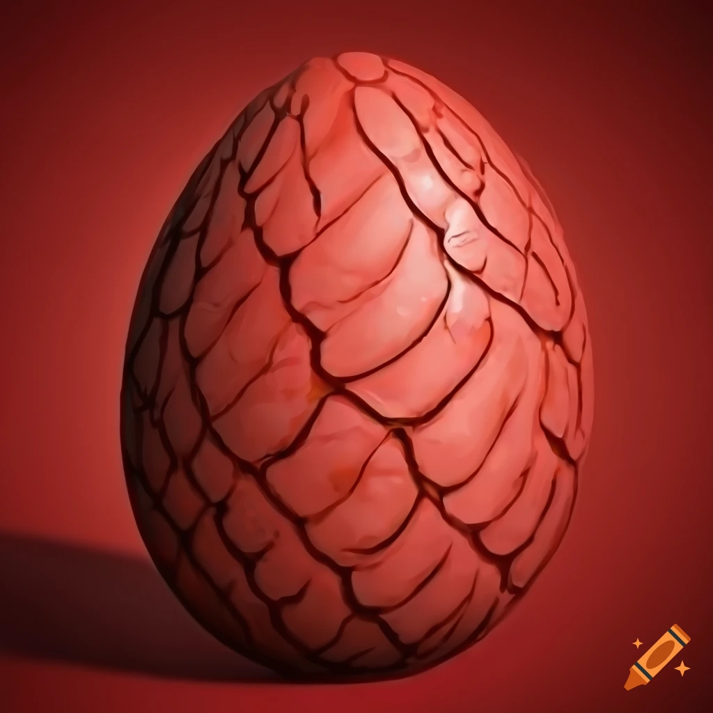 Red dragon egg on a textured background on Craiyon