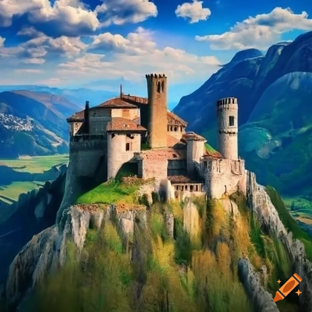 Disney-style poster of Castelgrande in Potenza province on Craiyon