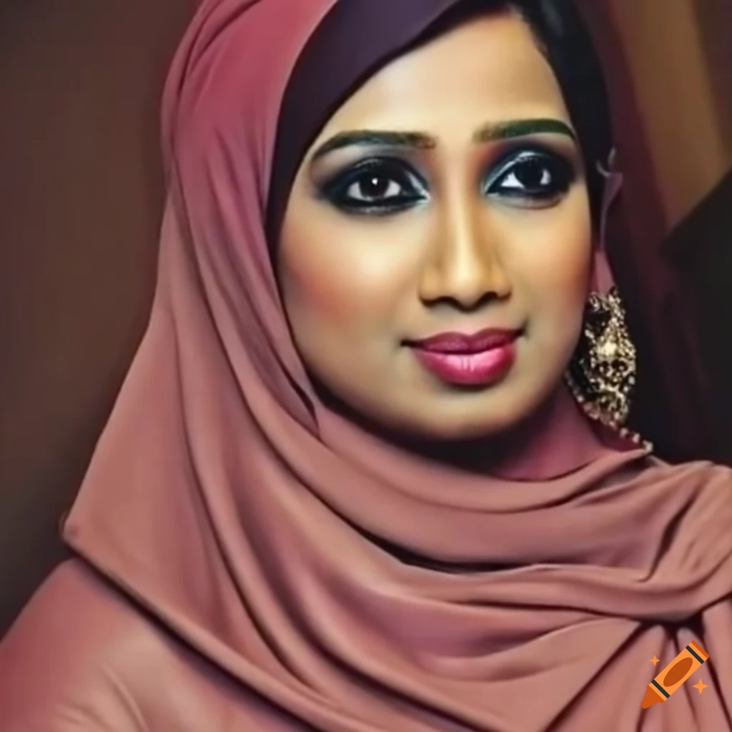 Stylish couple in fashionable hijab selfie on Craiyon