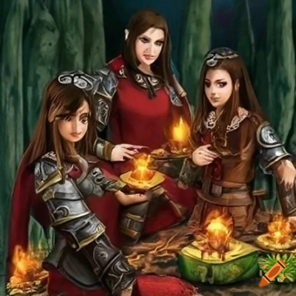Illustration of a medieval fantasy rpg party on Craiyon
