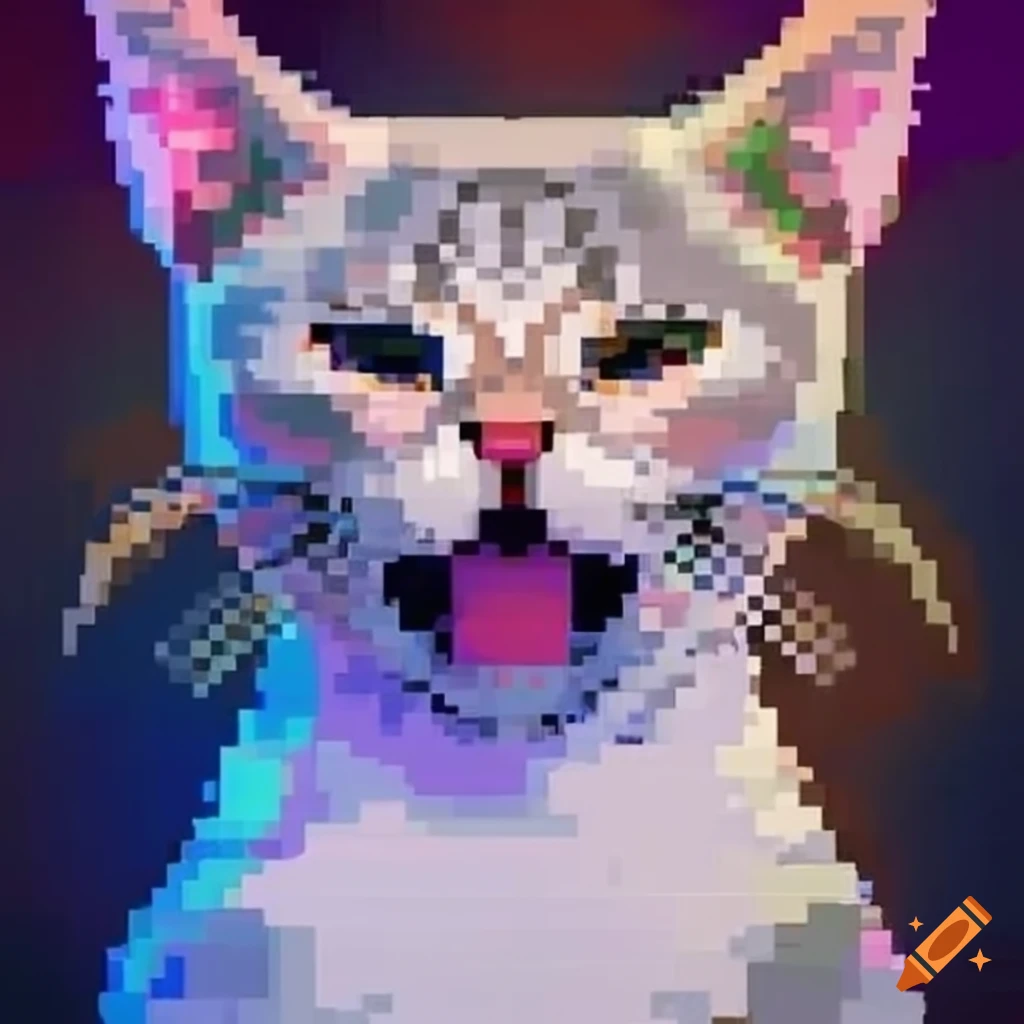 Pixel art of a cat on Craiyon