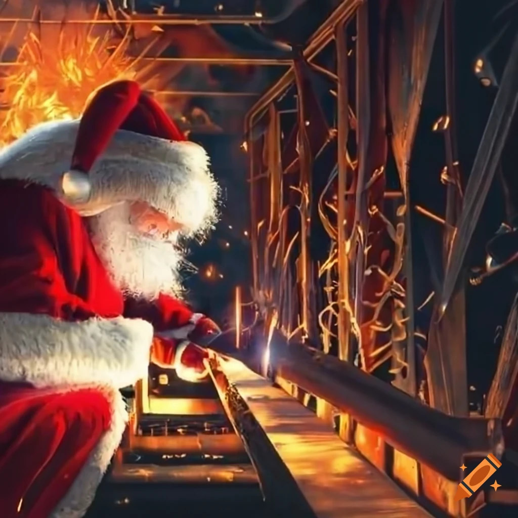 Santa welding steel beam on Craiyon