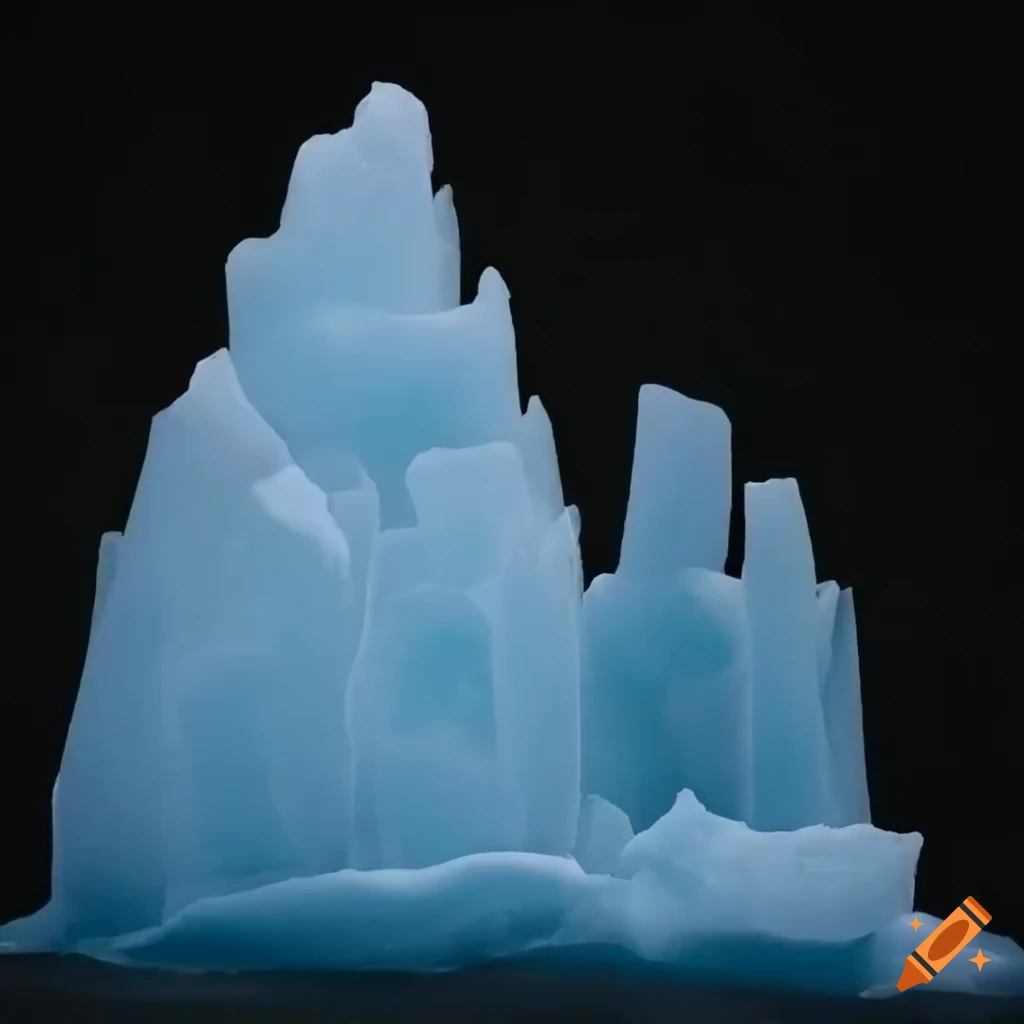 Melting ice columns on a black background