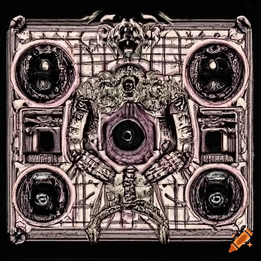 Blueprint of an evil cursing machine on Craiyon