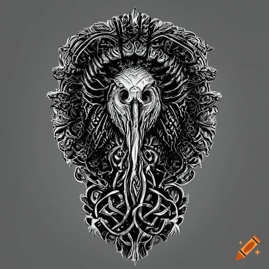Celtic-style monochrome turkey head art