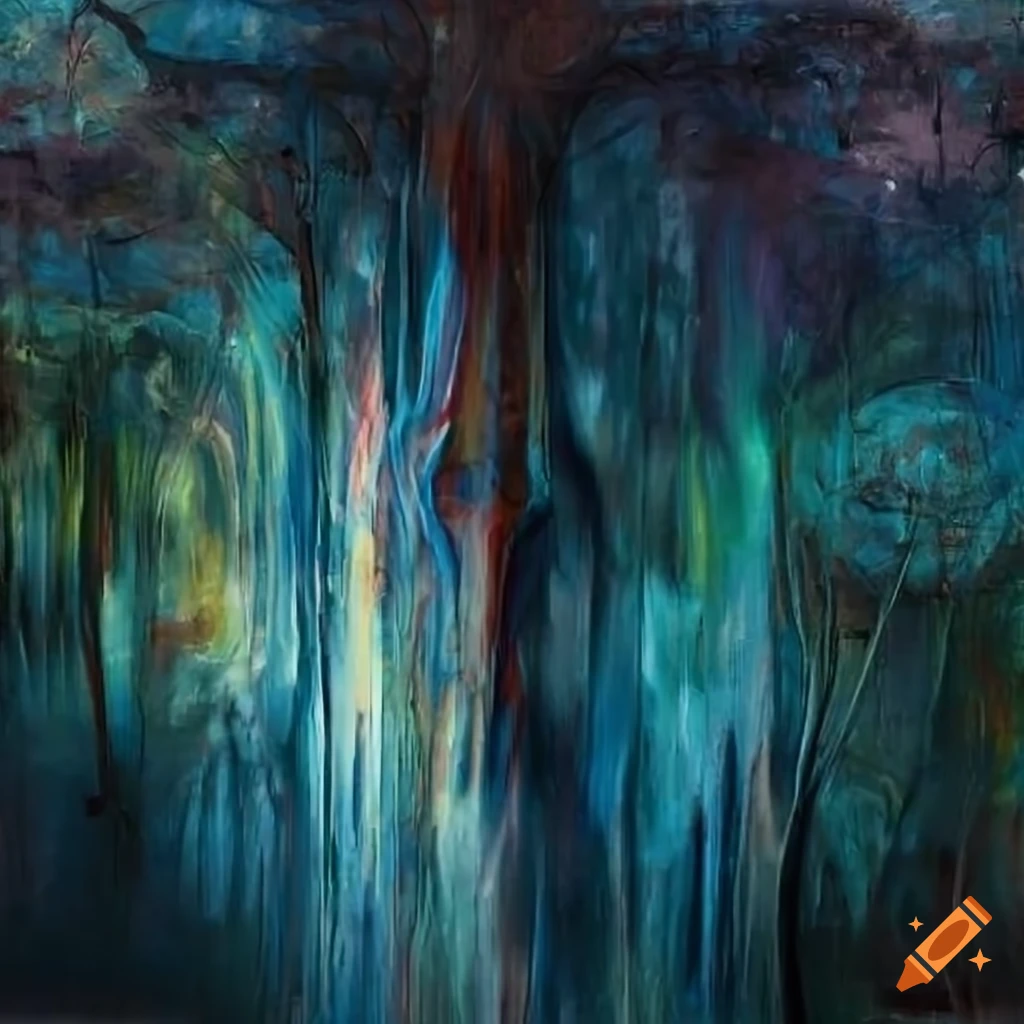 Intricate abstract expressionism artwork without trees on Craiyon