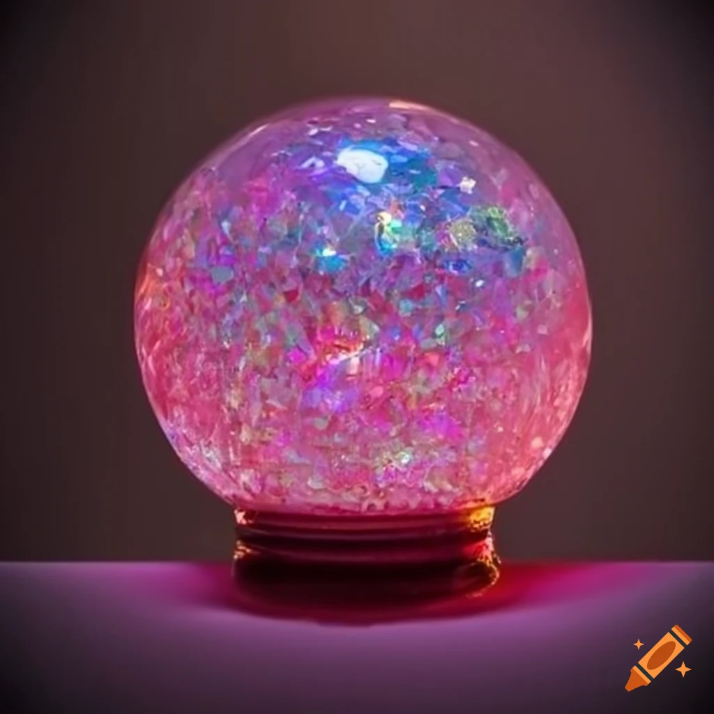 Crystal ball with a pink strawberry inside
