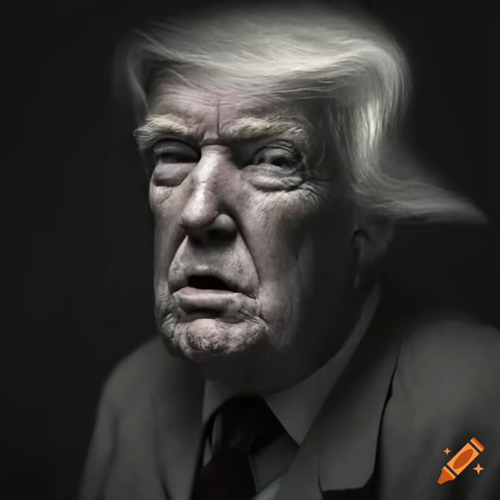 Satirical depiction of donald trump as an elderly man with a cane on ...