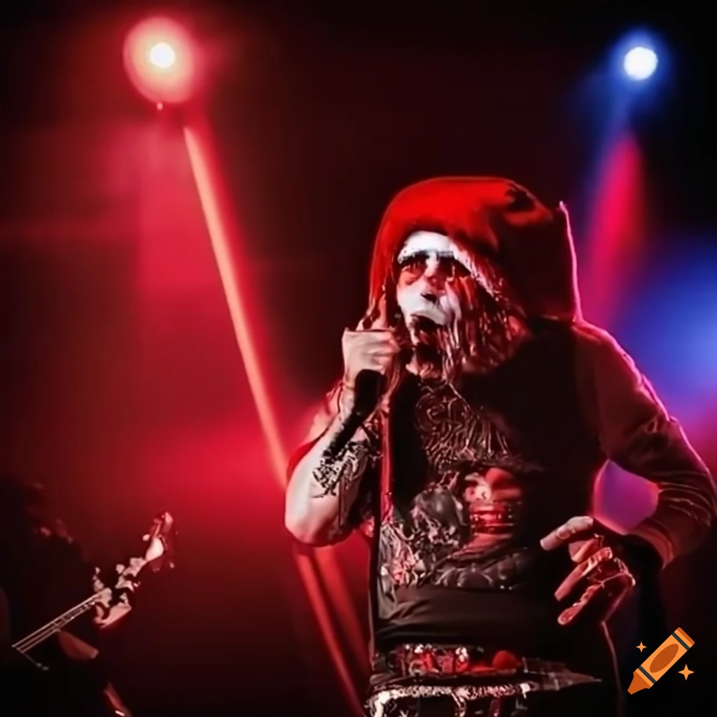 Santa clause headbanging at a metal concert on Craiyon