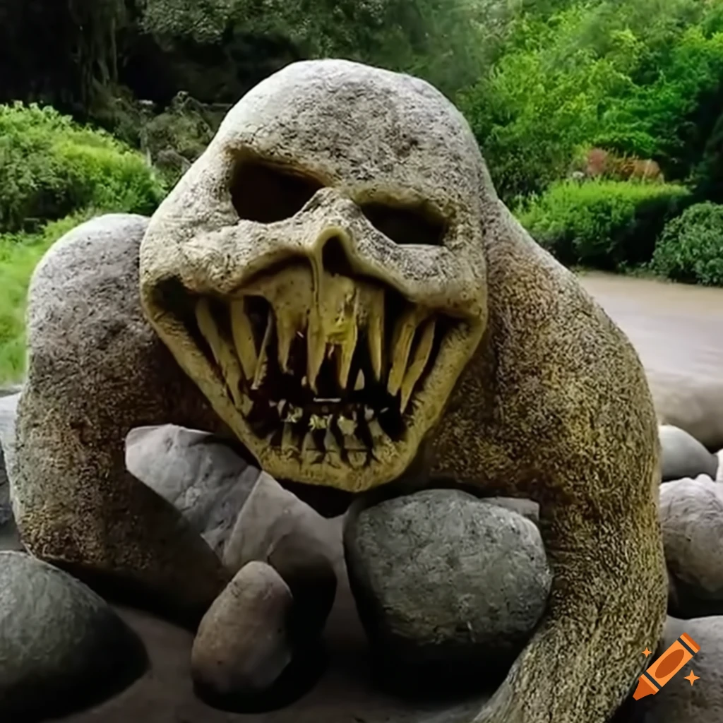 Sculpture of a man made from living rocks