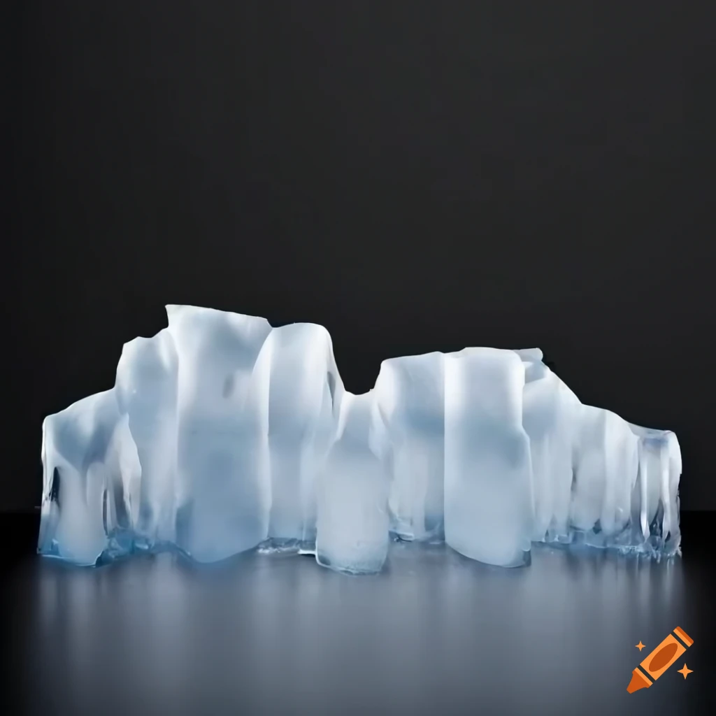 Melting ice columns on a black background