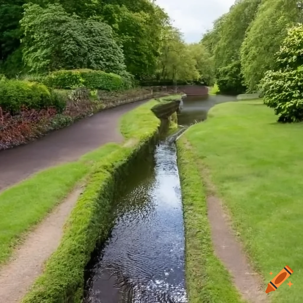 Knighton park gardens with a stream in leicester, england