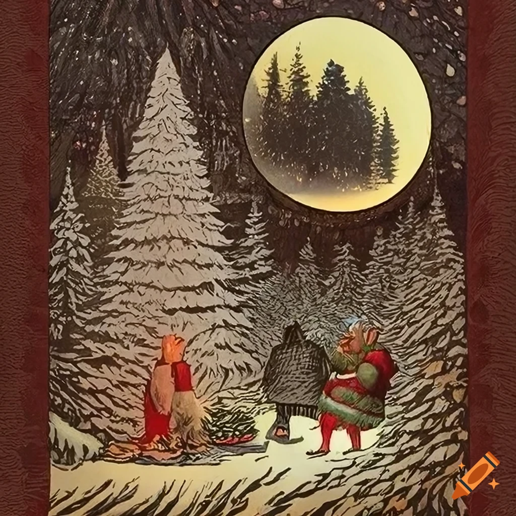 Festive christmas artwork with russian fairytale theme