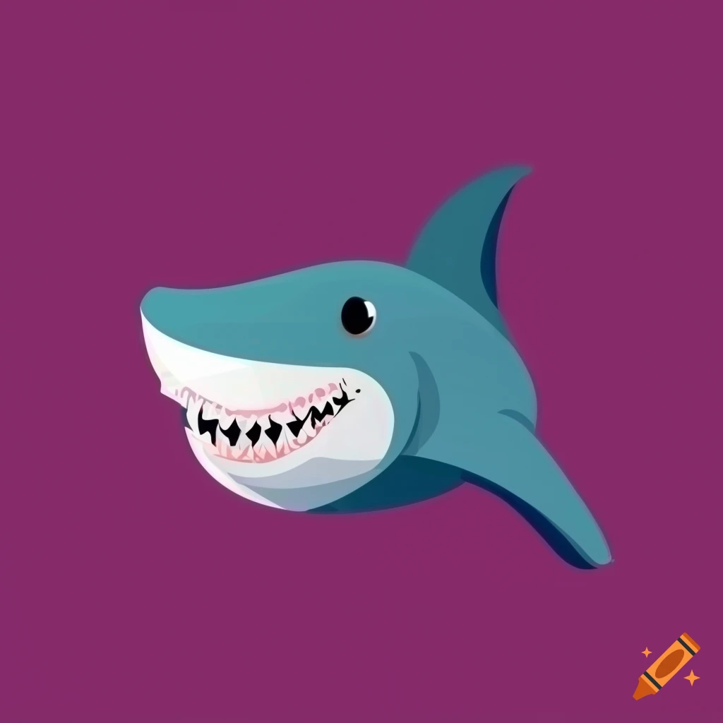 Minimalistic vector illustration of a cute shark head on Craiyon