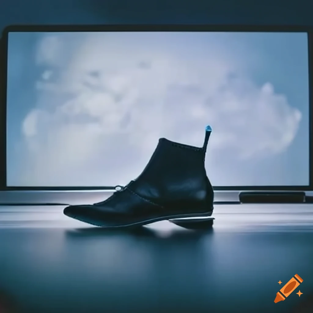 Fashionable shoes showcased on a tv screen
