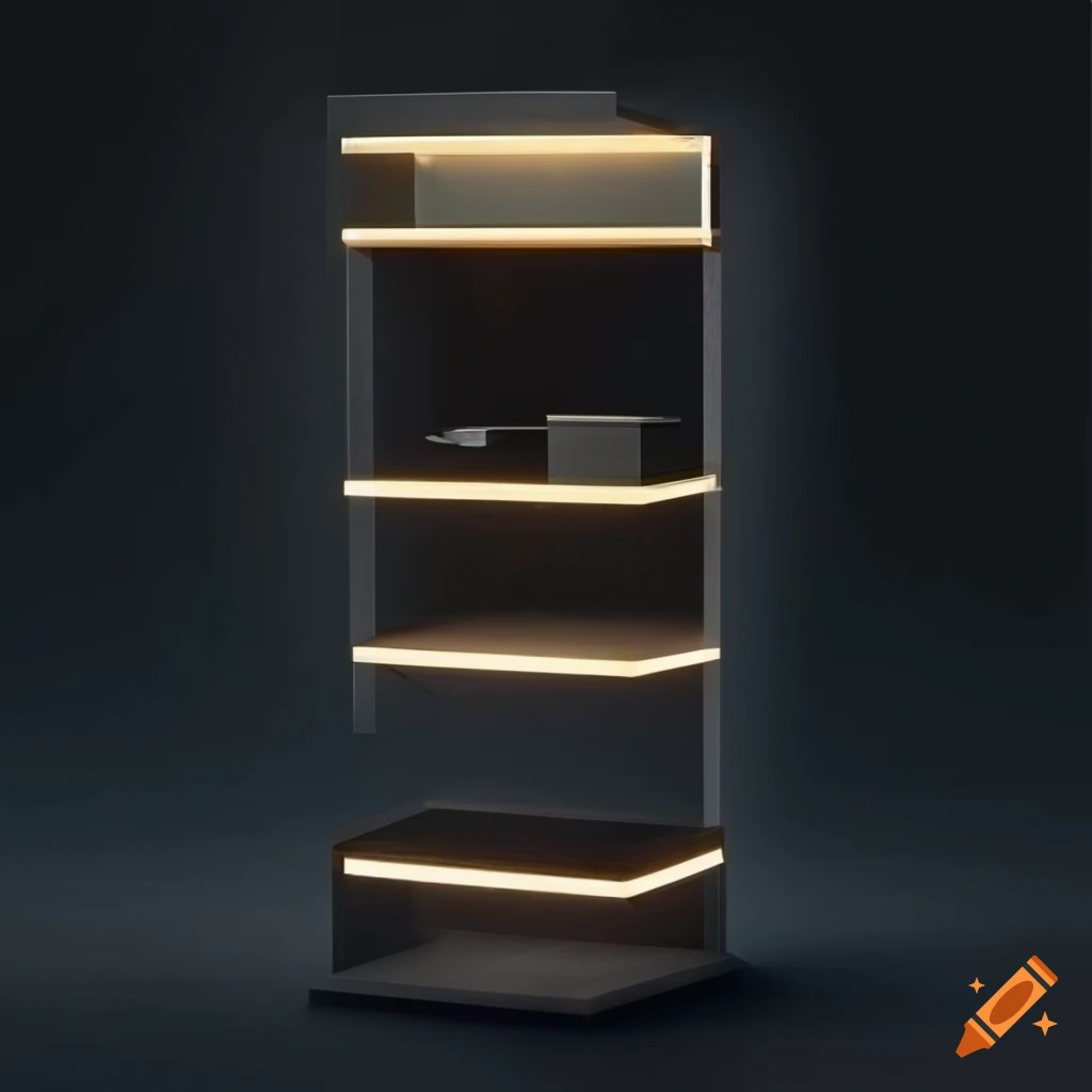 Hexagonal showcase with LED lights on Craiyon