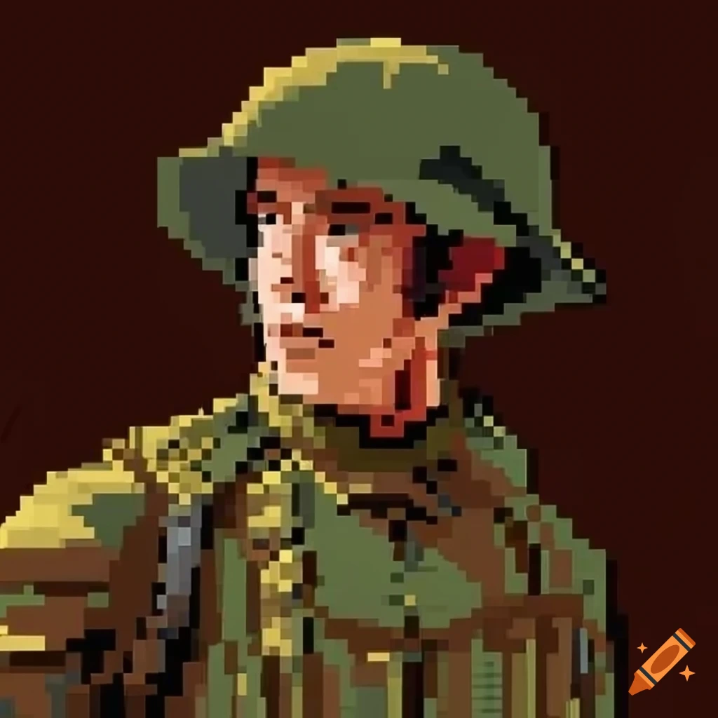 Pixel art of a spanish soldier in world war 1 on Craiyon