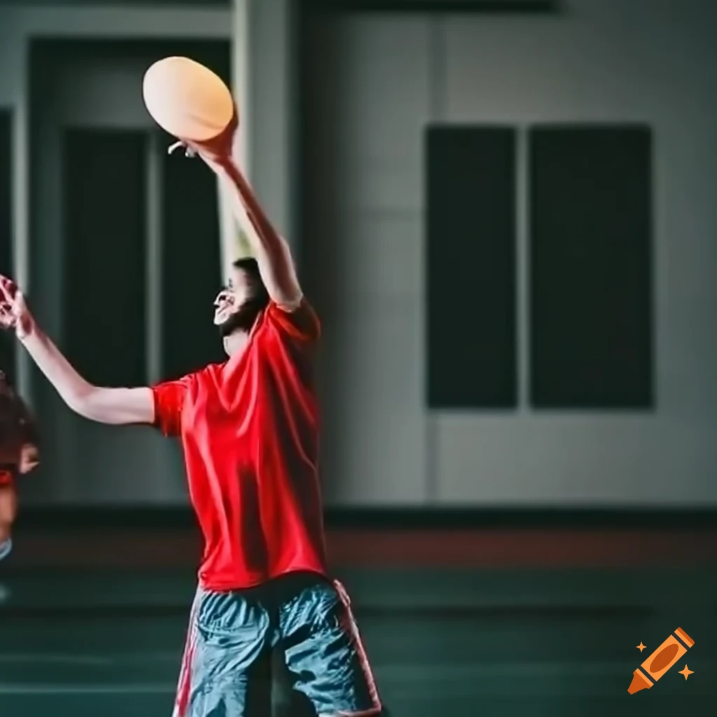 Game of frisbee throwing in a gym on Craiyon