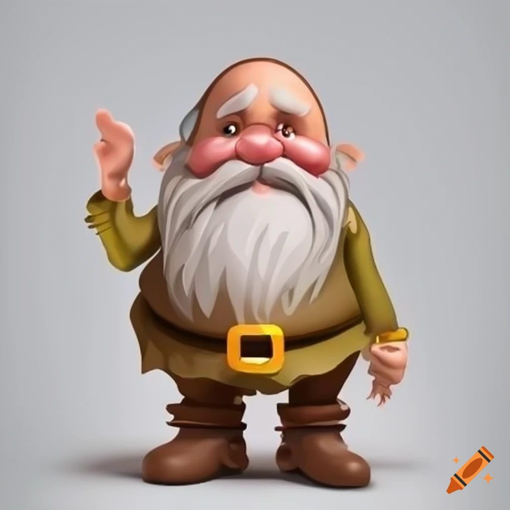 Cartoon image of a sad dwarf with hands on head on Craiyon