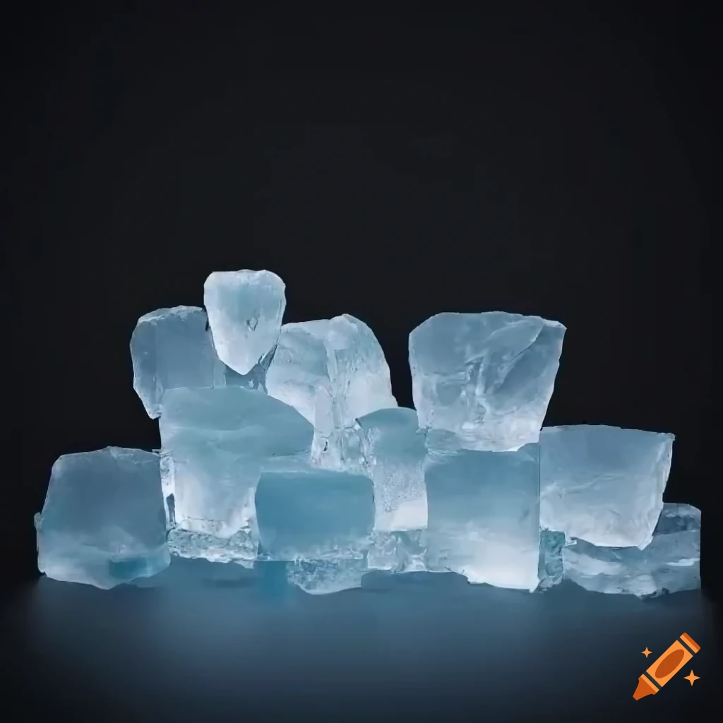 2d ice block wall on black background on Craiyon