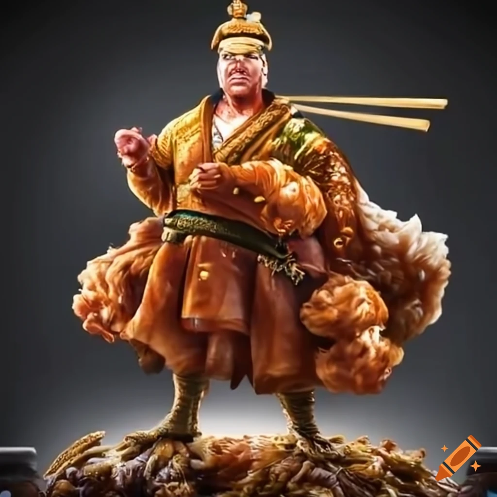 General Tso chicken held by a military figure on Craiyon