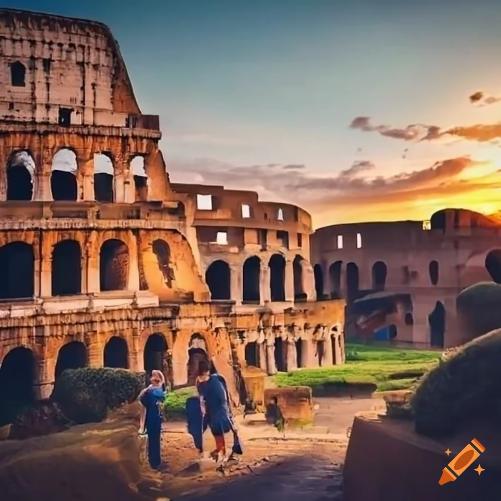 Couple in rome at the colosseum