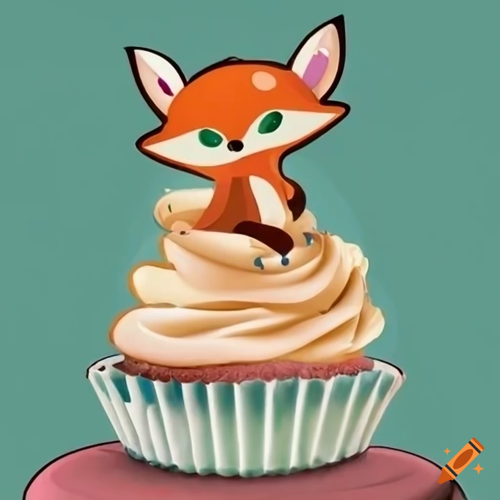 Cute fox cupcake icon