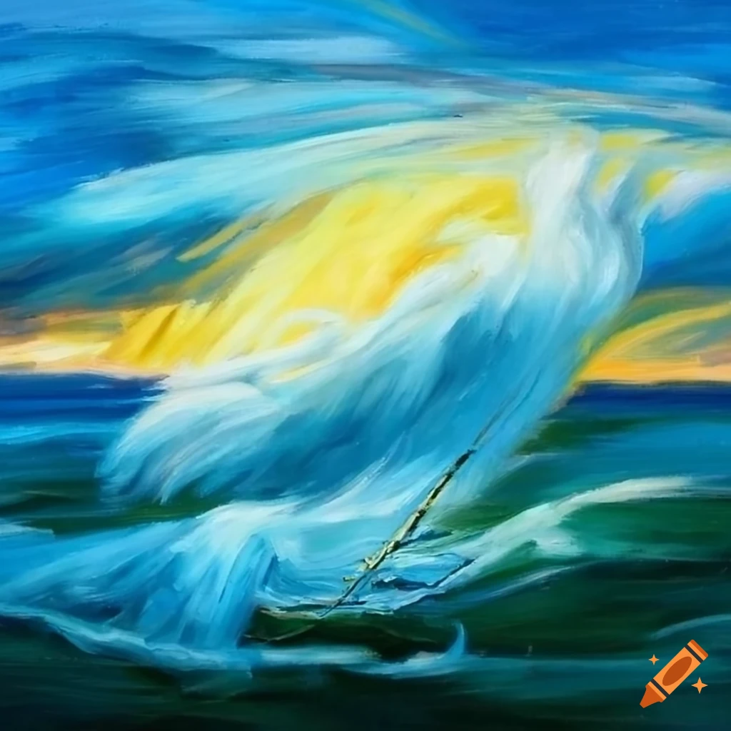 Oil painting of strong winds on Craiyon