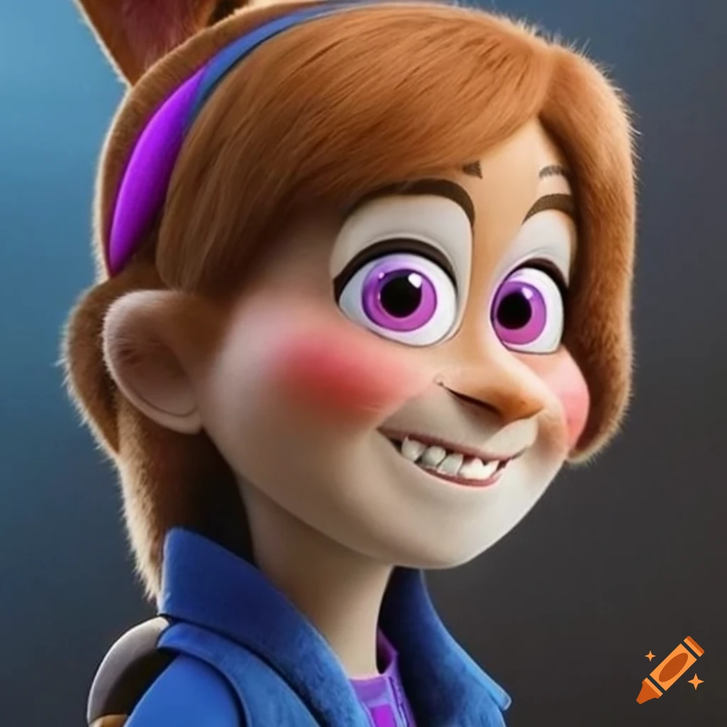 Detailed portrait of Mabel Pines turning into Judy Hopps on Craiyon