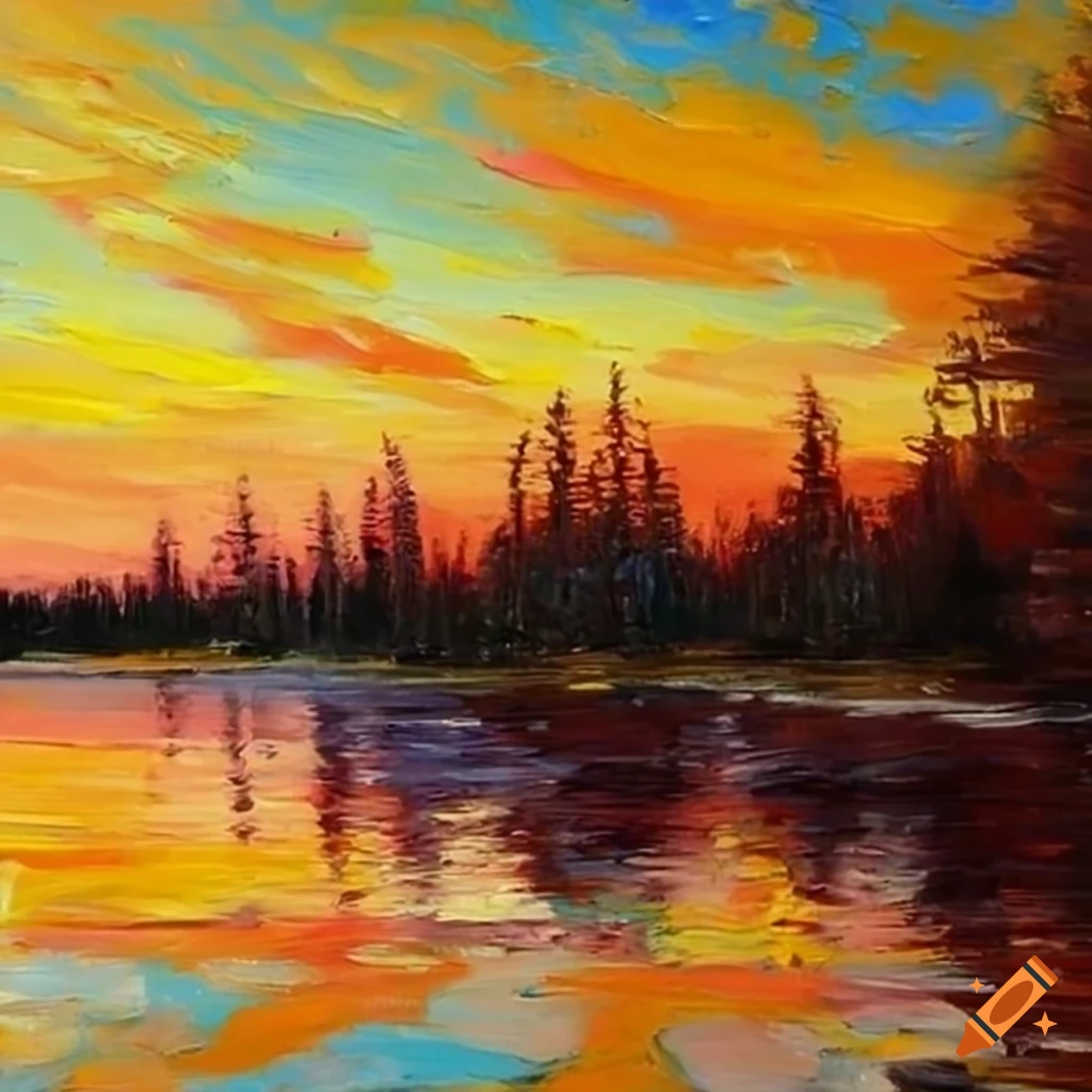 Knife painting of lake michigan in winter on Craiyon