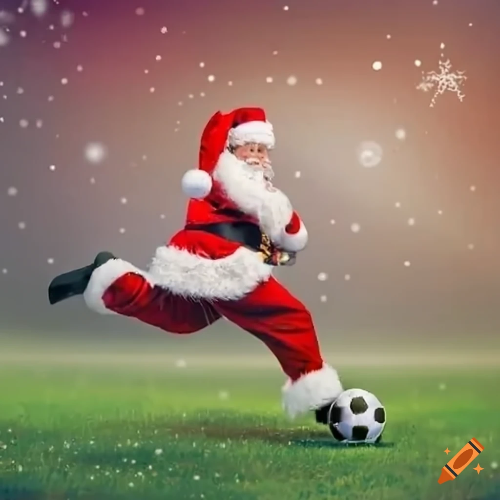 Festive image of Santa Claus playing soccer on Craiyon