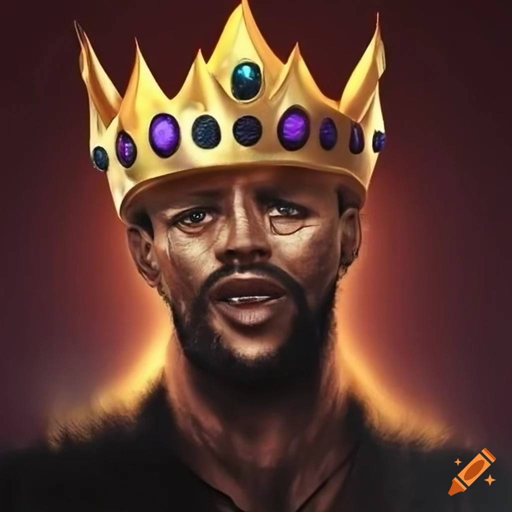 Image of an alpha king with crown and jewels