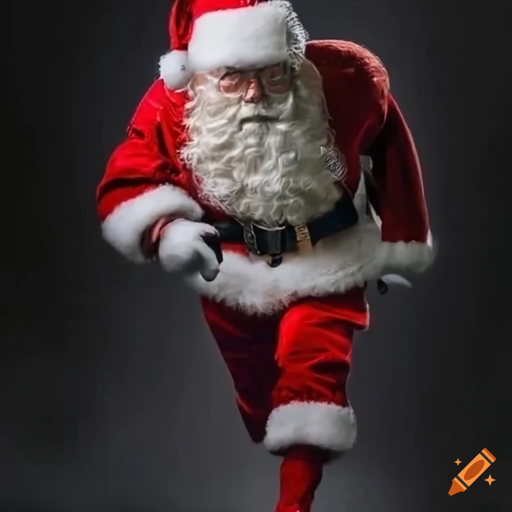 Photo of a running santa at night on Craiyon