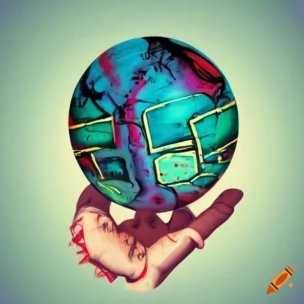 Graffiti-style hand holding a sphere on Craiyon
