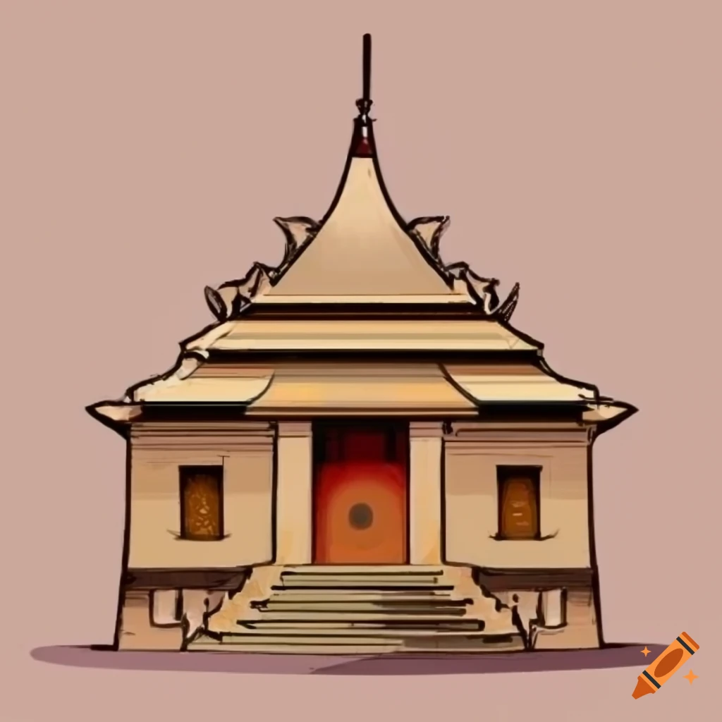 Clip art of a bronze age temple on Craiyon