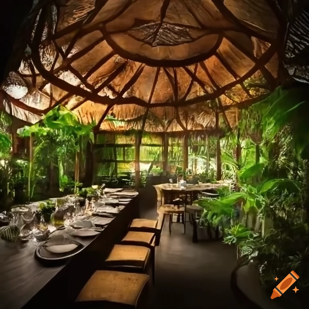 Eco-friendly hotel with ambient light, plant life, garden and restaurant