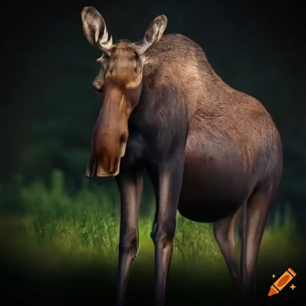 Realistic picture of a moose in the snow on Craiyon