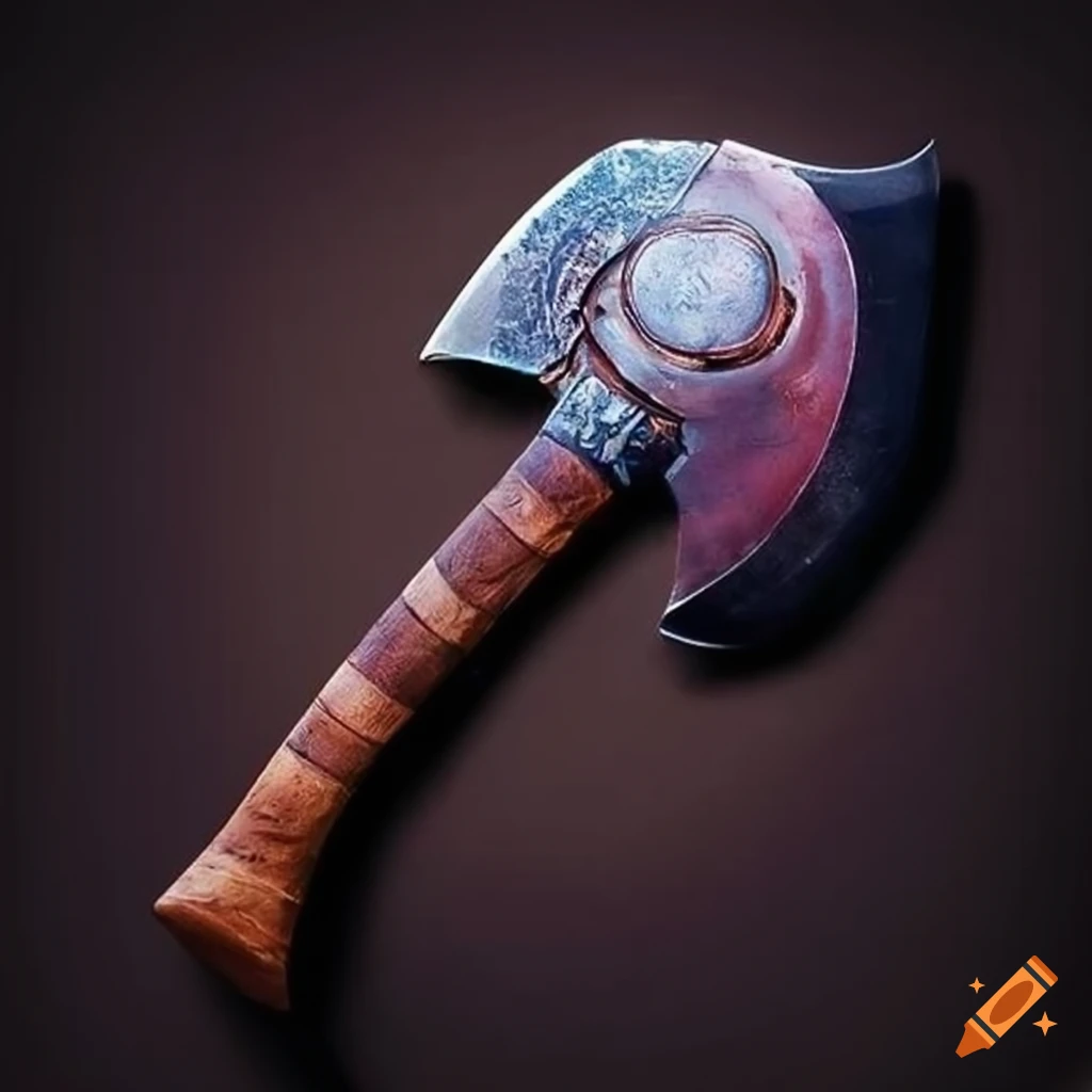 Steel axe with magical properties on Craiyon