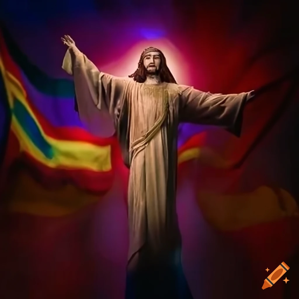 Provocative art depicting jesus celebrating lgbtq+ culture