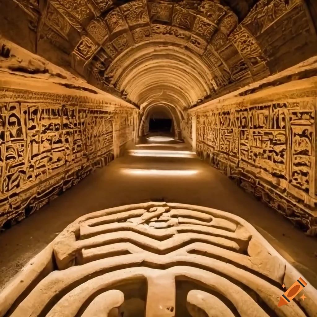 Breathtaking view of ancient underground ruined egyptian city from atop ...