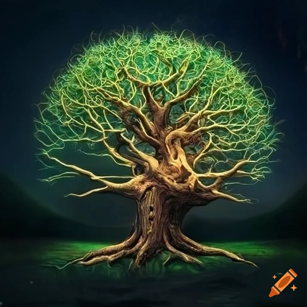 Abstract illustration of tree branches reaching upwards on Craiyon