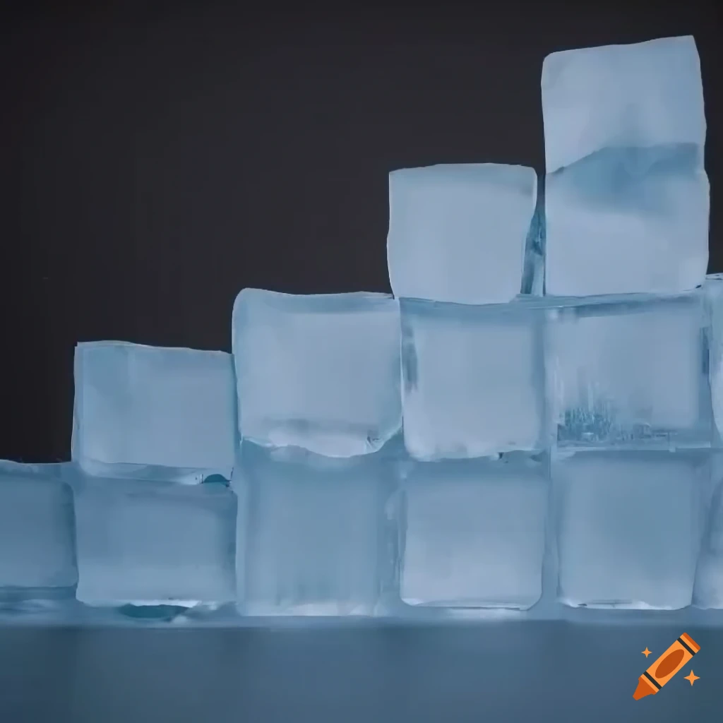 Melting ice columns on black background on Craiyon