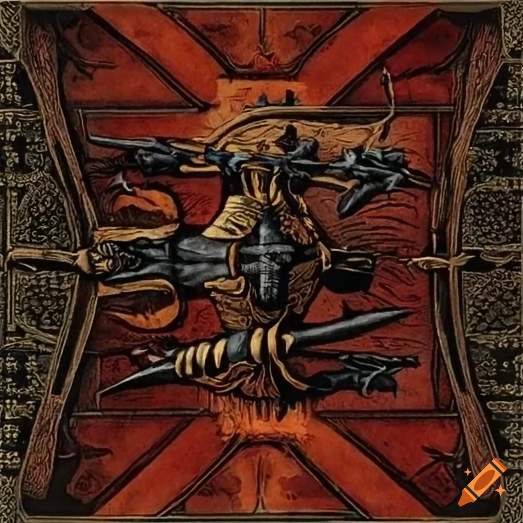 Image of two tarot cards representing conflict and mourning on Craiyon