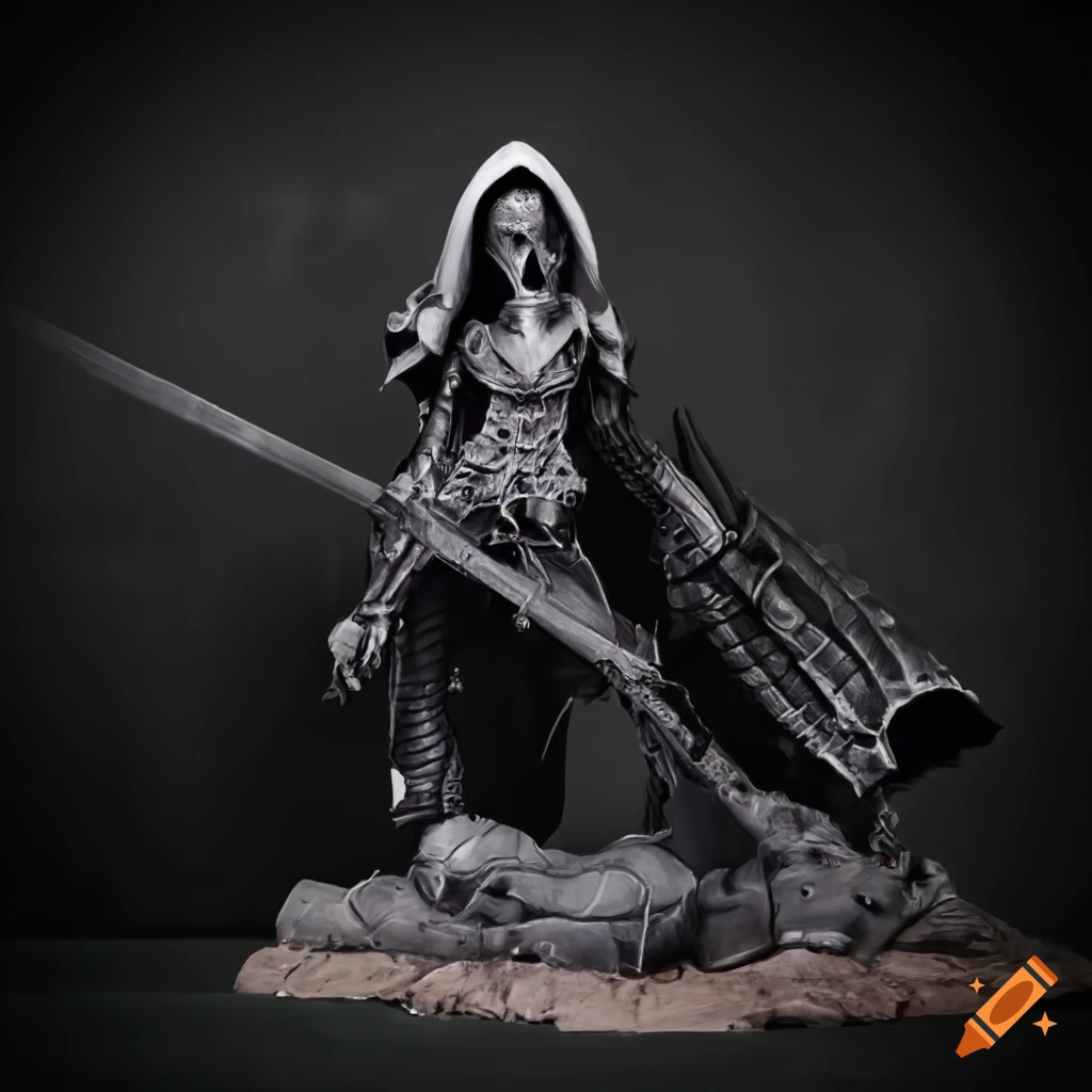 Dark reaper girl with black and shadow armor