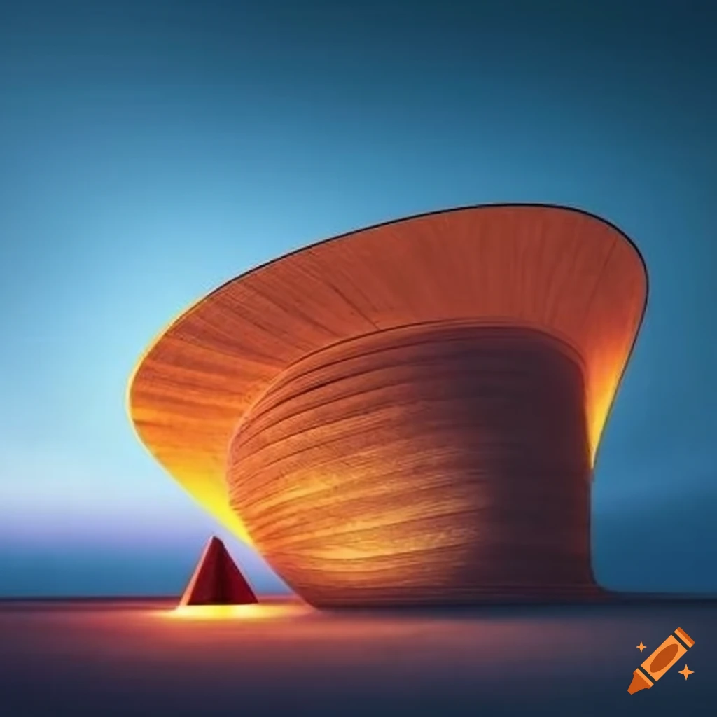 Architectural drawing of a cone-shaped sustainable house