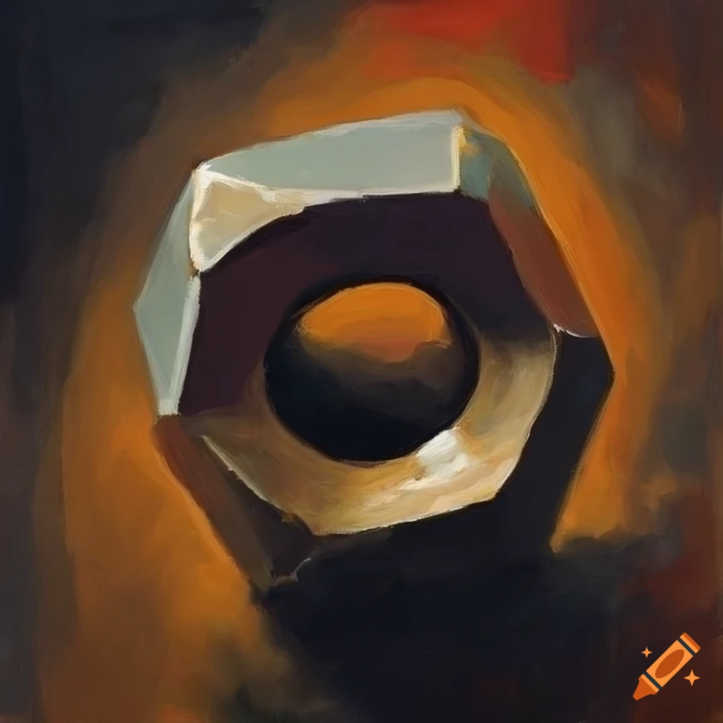 Rembrandt style painting of a hex nut on Craiyon