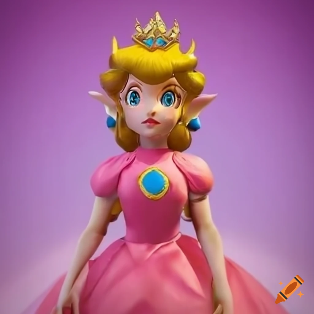 Link wearing pink silk ballgown and crown on Craiyon